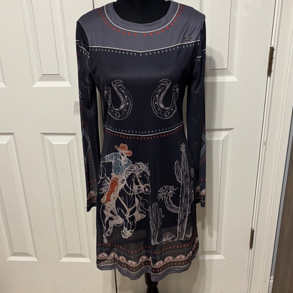 Lucky & Blessed | Dresses | Lucky Blessed Black Western Print Dress ...